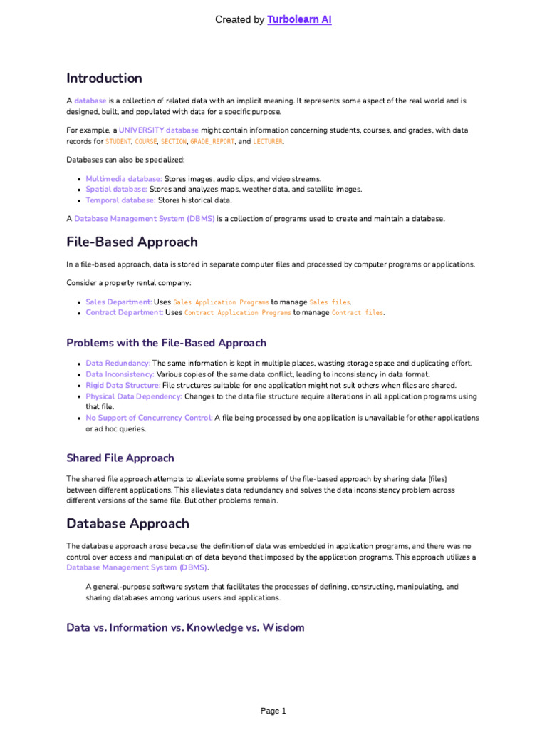 Introduction To Database | PDF | Databases | Data Model