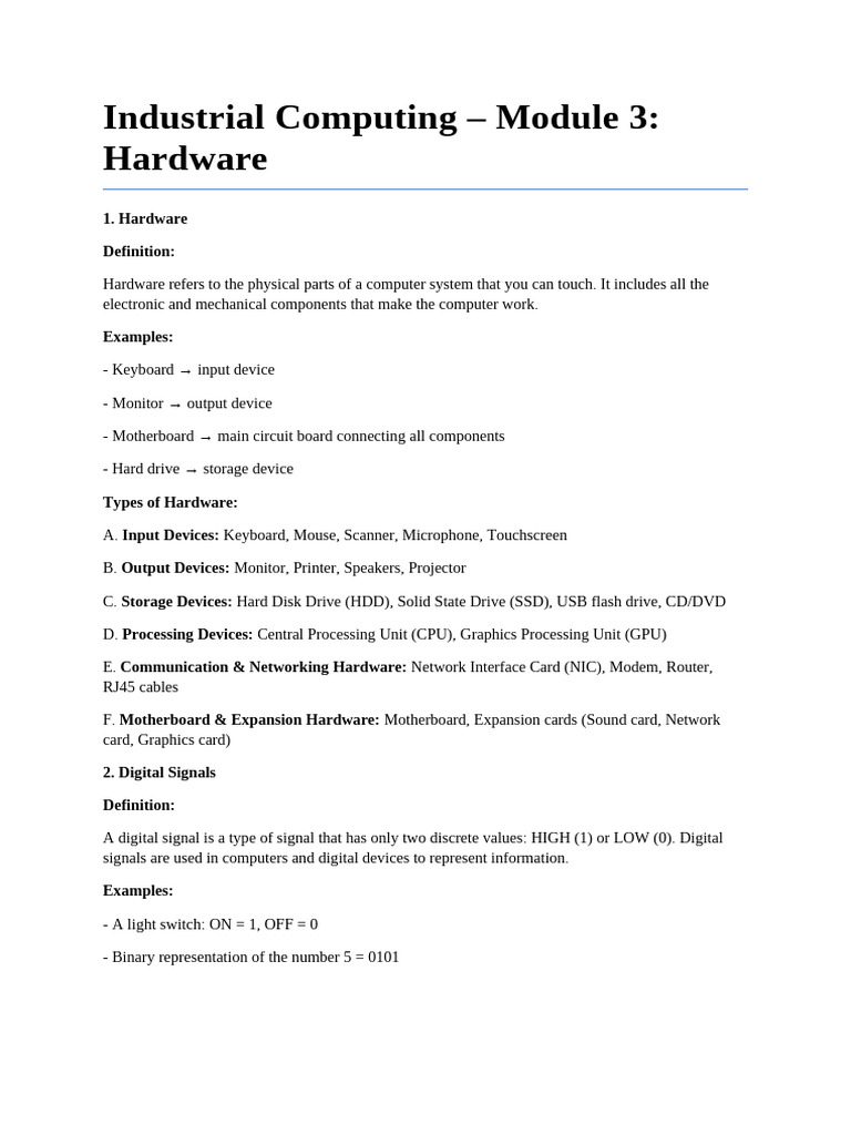 Industrial Computing Module3 Hardware | PDF | Computer Hardware ...