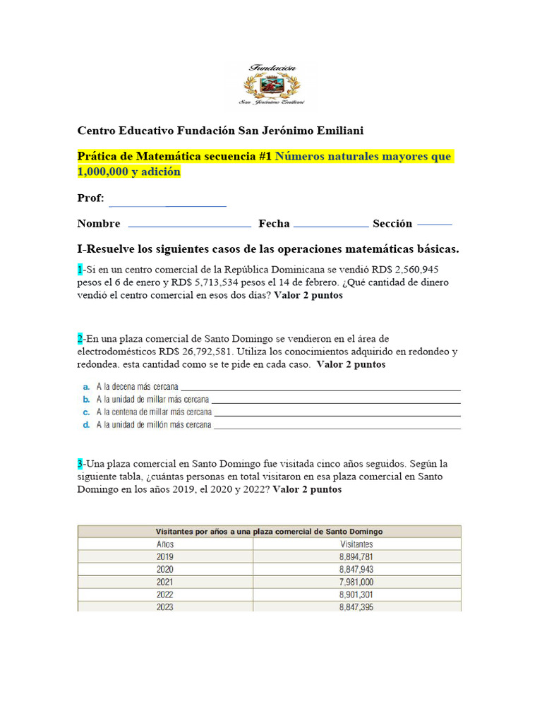 Practica de Matematica | PDF