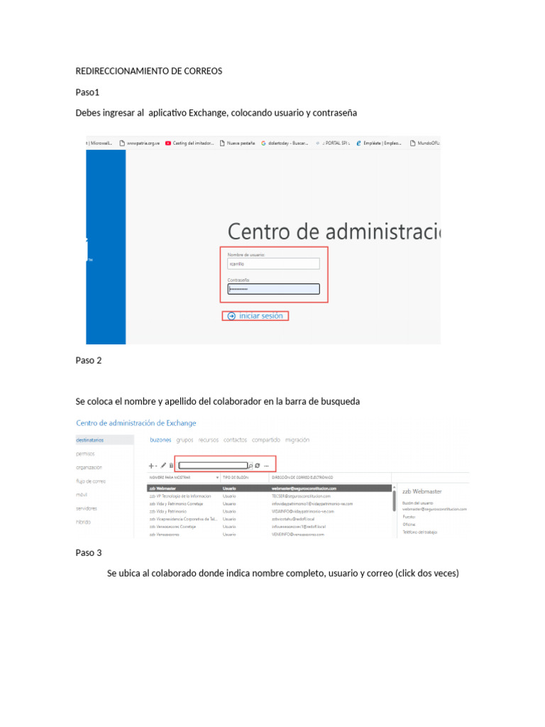 Redireccionamiento de Correos - Instructivo | PDF