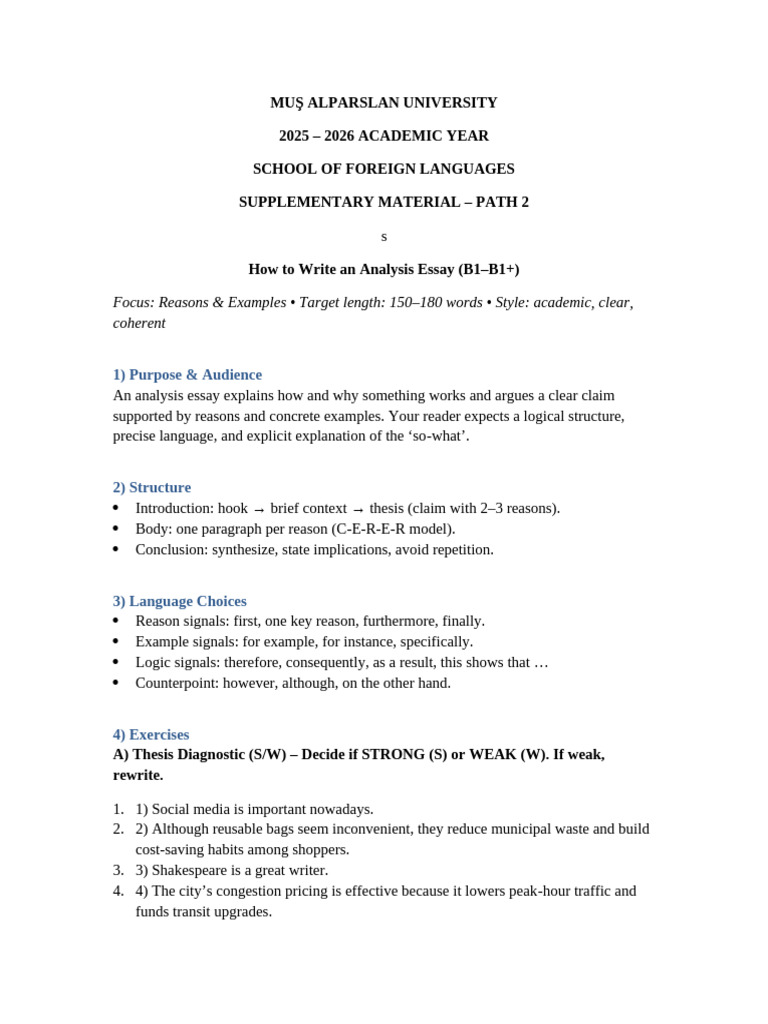 How To Write An Analysis Essay - S1 | PDF | Reason | Essays