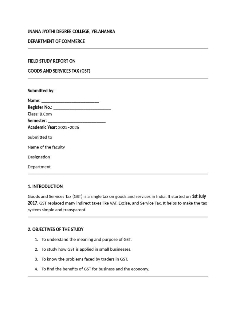 GST Field Study Format | PDF