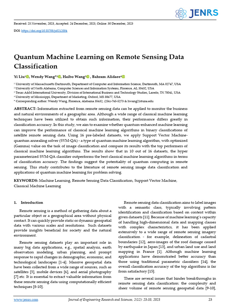Quantum Machine Learning On Remote Sensing Data CL | PDF | Support Vector Machine | Machine Learning