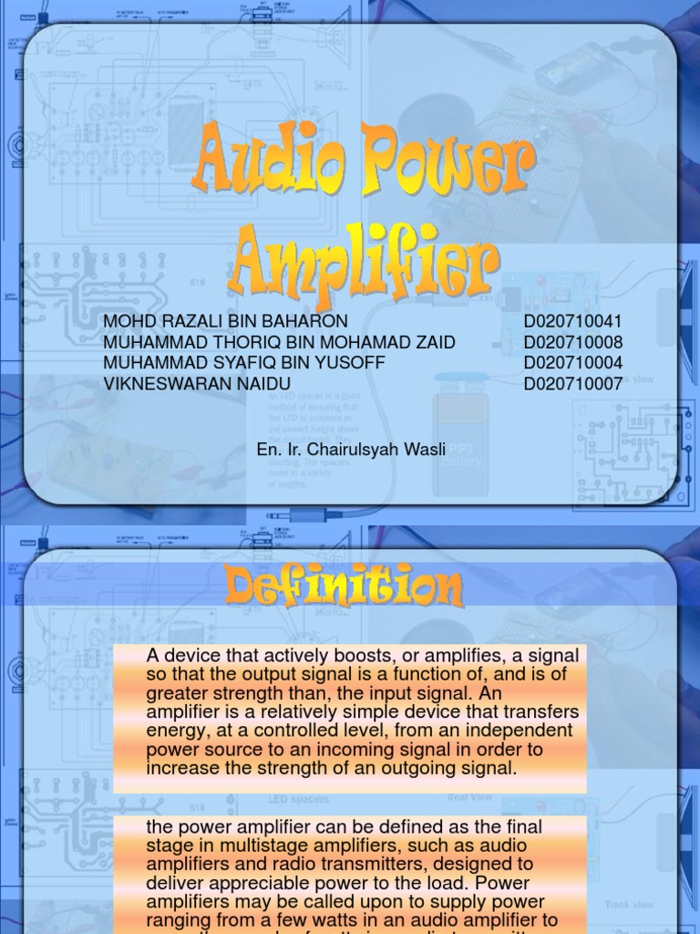 Audio Amplifier Project Overview | PDF | Amplifier | Loudspeaker