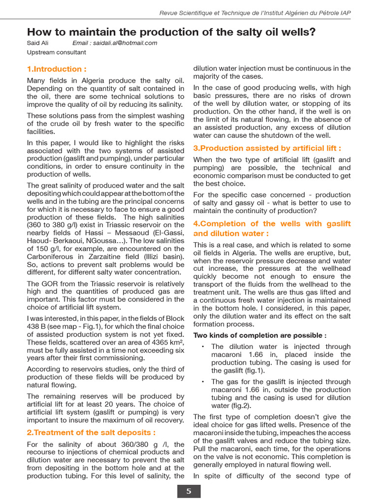 How To Maintain The Production of The Salty Oil Wells | PDF | Petroleum ...