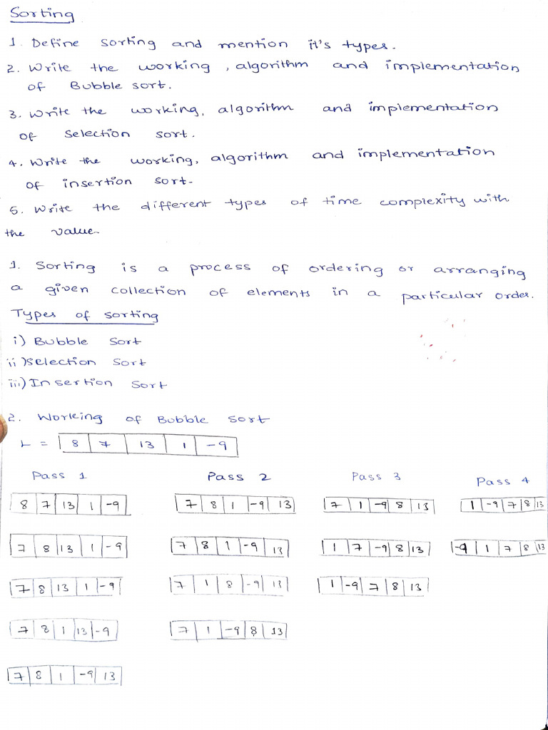 Chapter 5 Sorting Revision Notes | PDF | Algorithms And Data Structures ...
