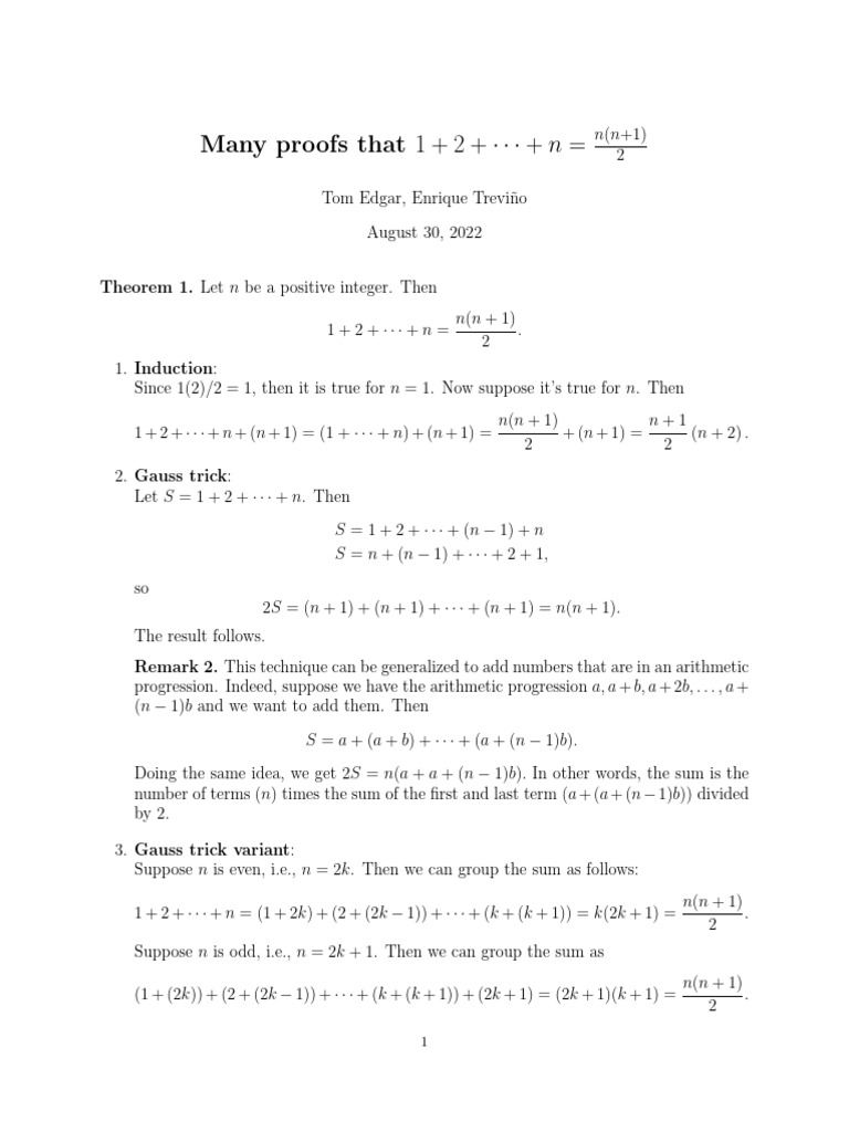 Many Proofs Sum Consecutives | PDF | Probability | Mathematical Concepts