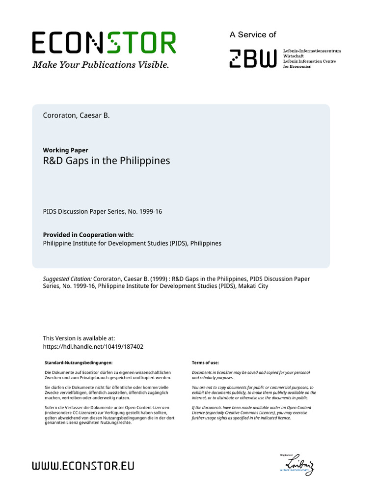 R&D Gaps in Philippine Development | PDF | Research And Development ...