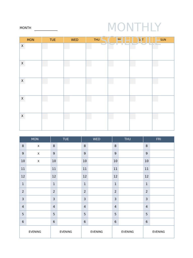 Monthly Schedule | PDF