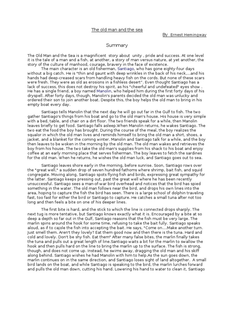 The Old Man and The Sea Summary | PDF | Nature