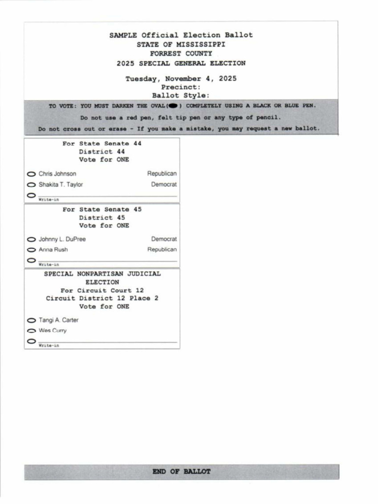 Forrest County Sample Ballot | PDF