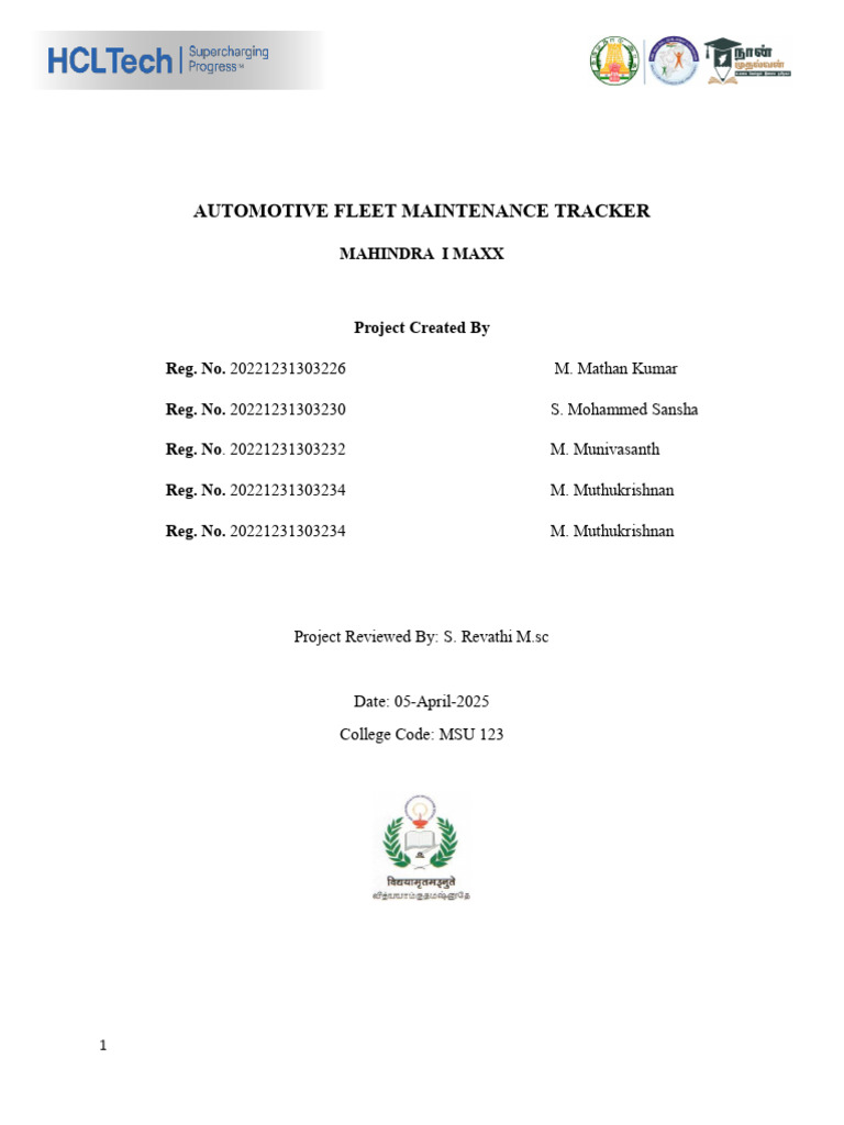 Automotive Fleet Maintenance Tracker | PDF | Efficient Energy Use ...