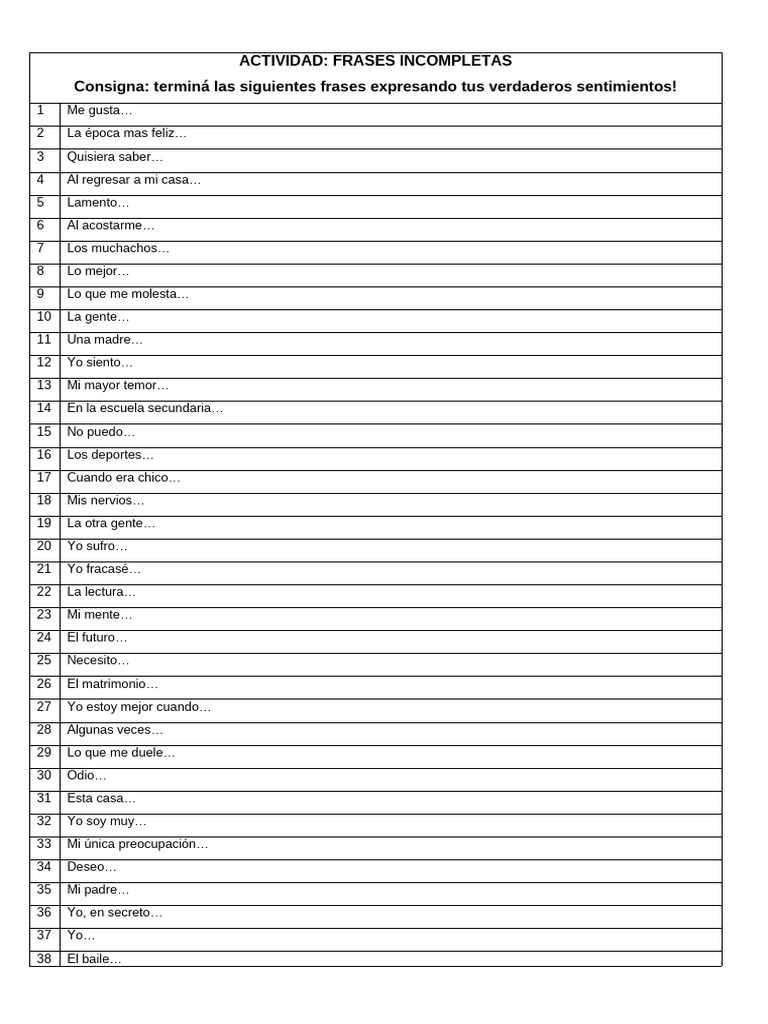 Frases Incompletas (Rotter) | PDF