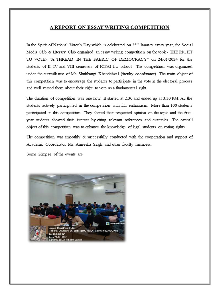 A Report On Essay Writing Competition | PDF