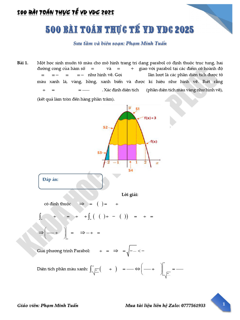 (Lời Giải) 500 Bài Toán Thực Tế Vd Vdc 2025 - Tập 2 | PDF