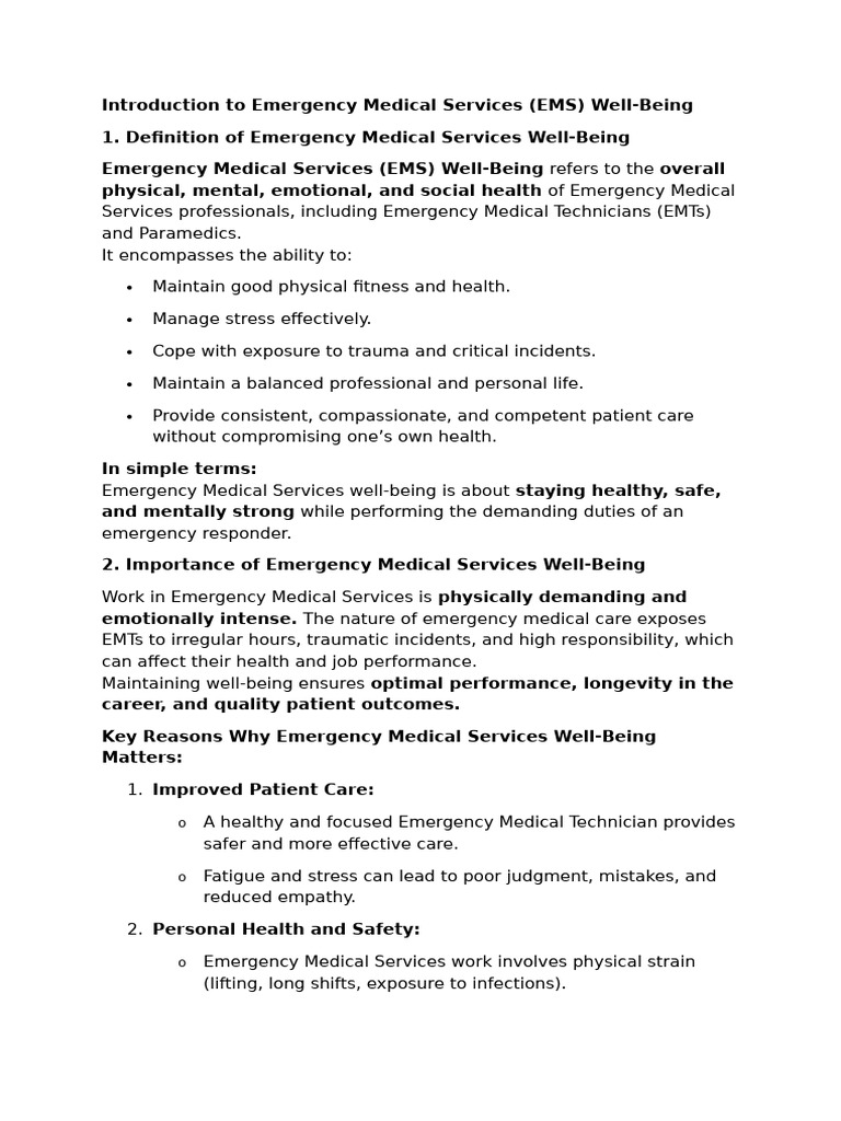 EMS Well-Being: Key to Effective Care | PDF | Personal Protective ...