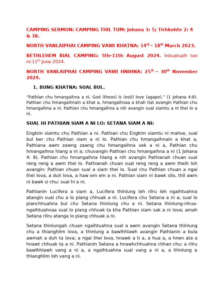 Camping Sermon Schedule & Themes | PDF | Religious Belief And Doctrine ...