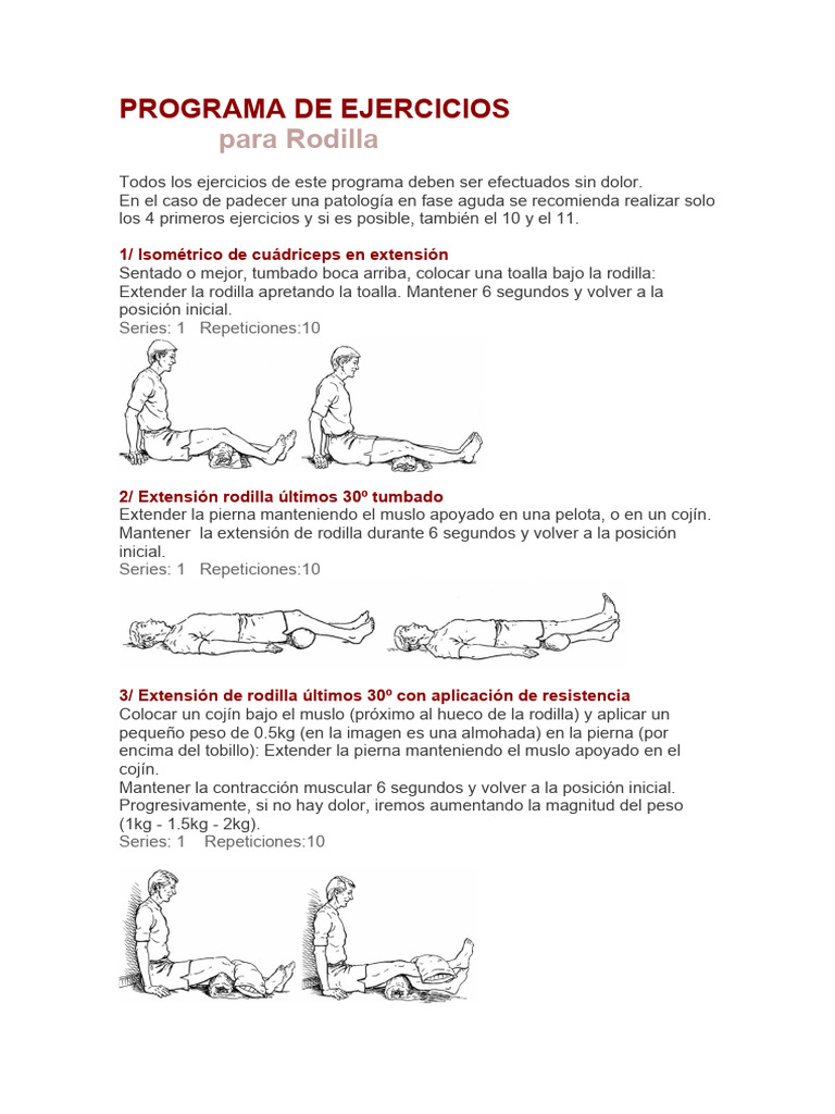 Programa de Ejercicios Rodilla | PDF | Rodilla | Sistema musculoesquelético