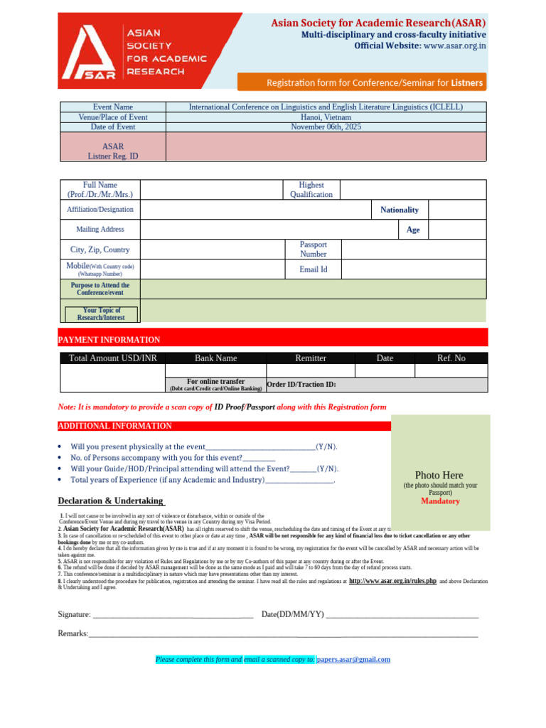 ASAR Listner Registration Form | PDF