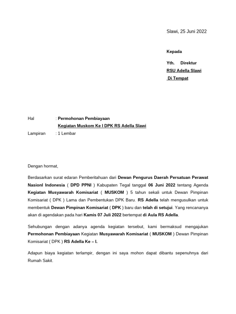 PROPOSAL MUSKOM DPK RS ADELLA 2022-2027 | PDF