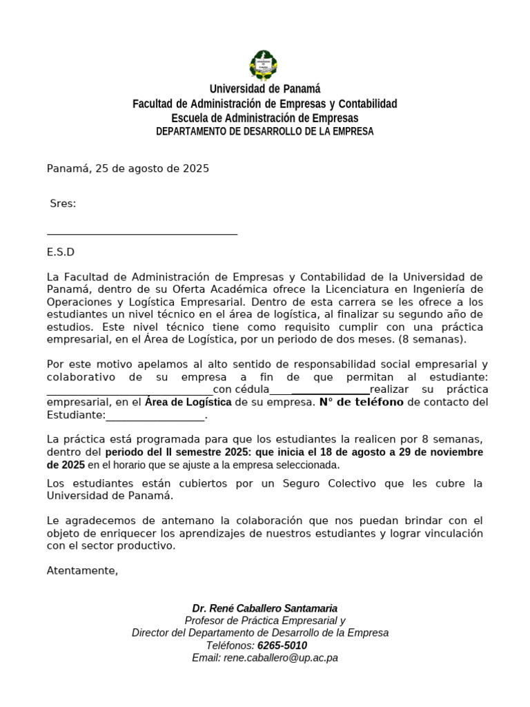 Nota de Práctica Empresarial Fimada Actualizada 2025 | PDF