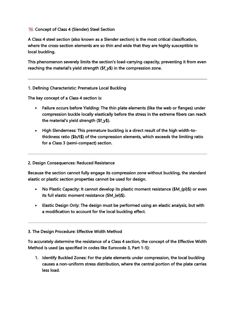 Class 4 Steel Section Design Guide | PDF | Buckling | Strength Of Materials