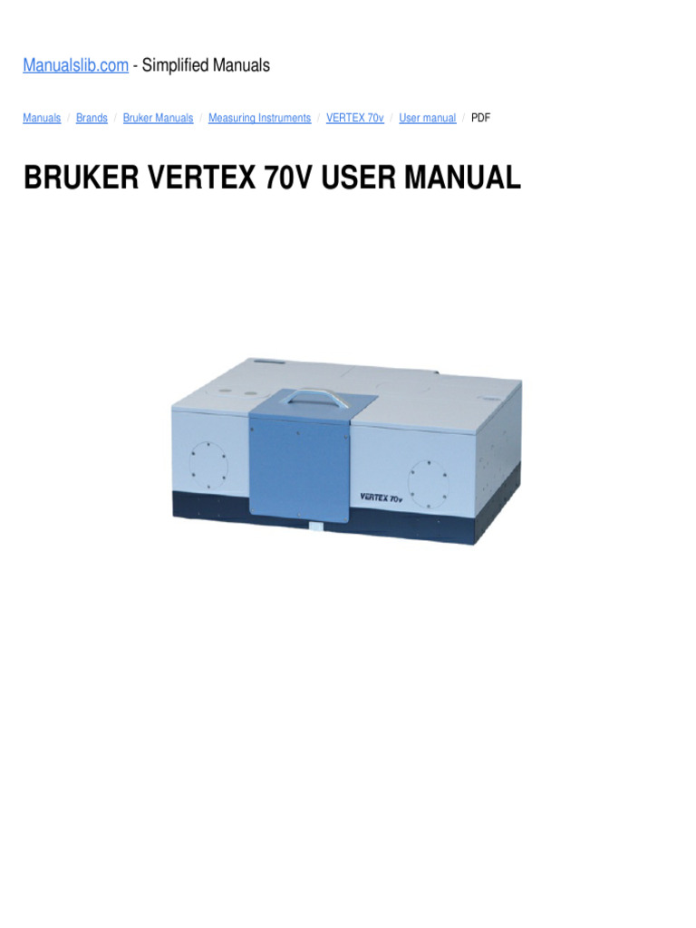 Bruker Vertex 70V User Manual: - Simplified Manuals | PDF | Mains ...