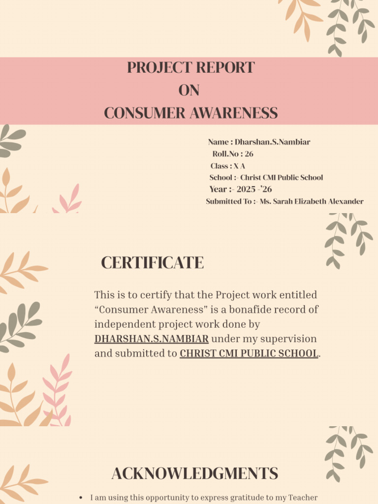 Project Report On Consumer Awareness | PDF