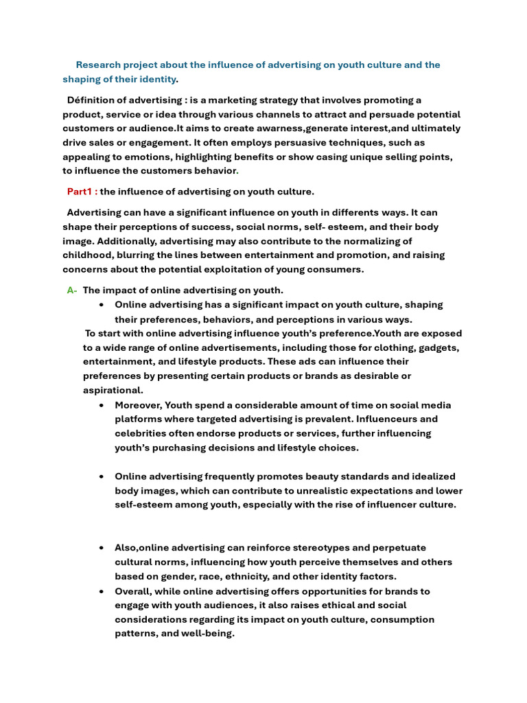 Advertising's Impact on Youth Identity | PDF | Advertising | Popular ...