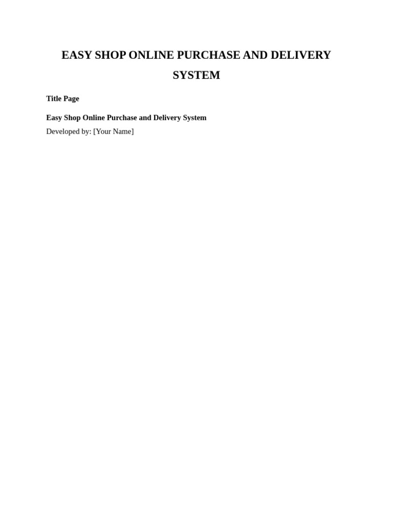 Easy Shop Online Purchase and Delivery System | PDF | E Commerce ...