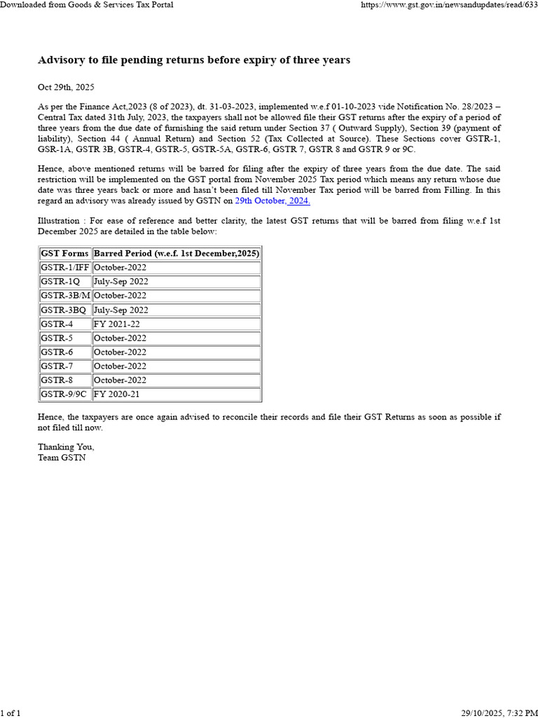 File GST Returns Before 3-Year Deadline | PDF
