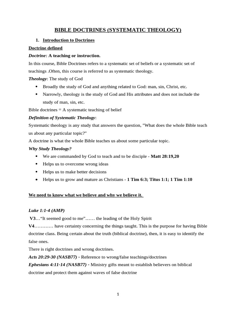 BIBLE DOCTRINES I Abridged Notes - Serve International KK | PDF ...