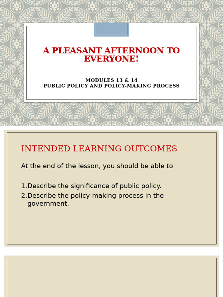 PSP 303-Module 13 Public Policy & Policy-Making Process | PDF | Policy | Policy Analysis