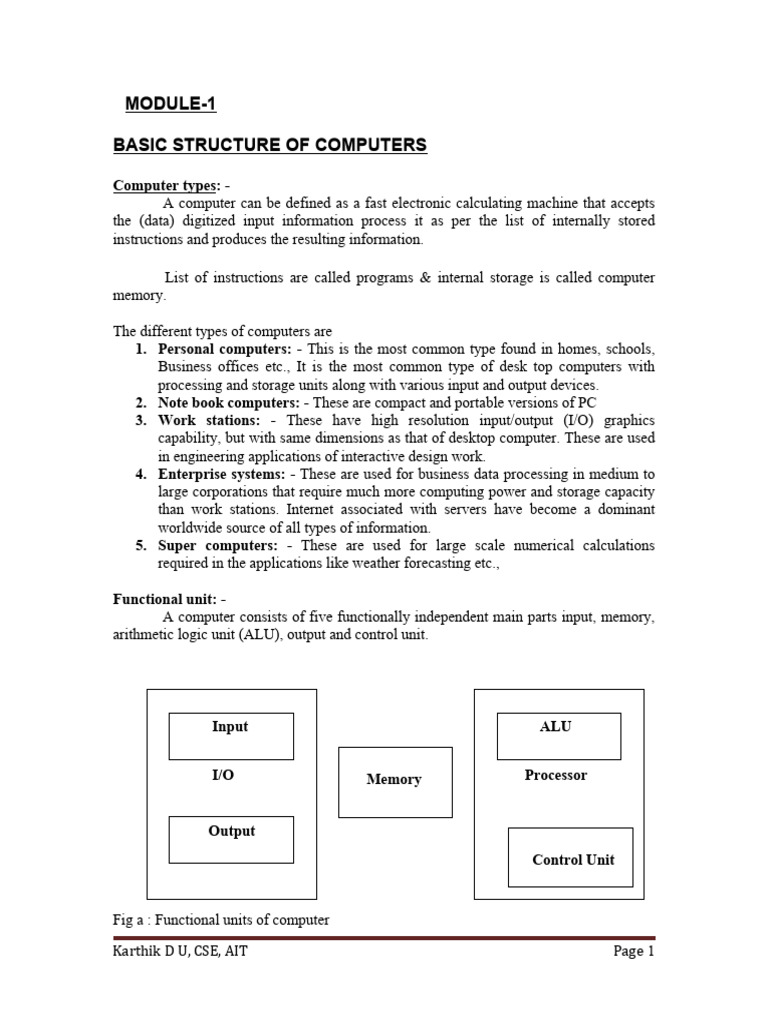 Module1 Basic Strcture of Comp | PDF | Computer Data Storage | Central Processing Unit