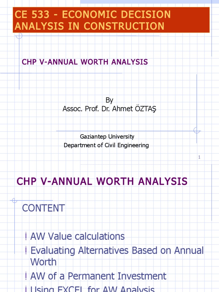 CE533 Chp5 AW Analysis | PDF | Discounted Cash Flow | Discounting