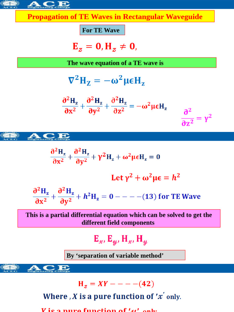 Unit-1.5.Propagation of TE Waves in Rectangular Waveguide | PDF | Waves | Waveguide