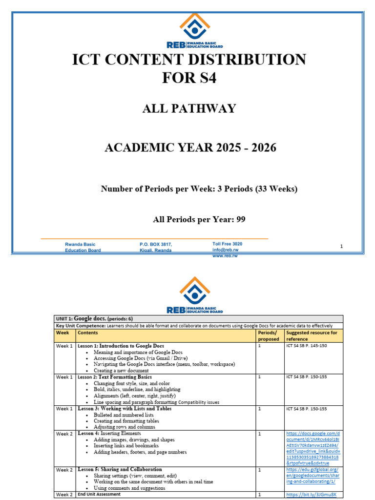 ICT Curriculum for S4 Education 2025-2026 | PDF | Computer Hardware ...