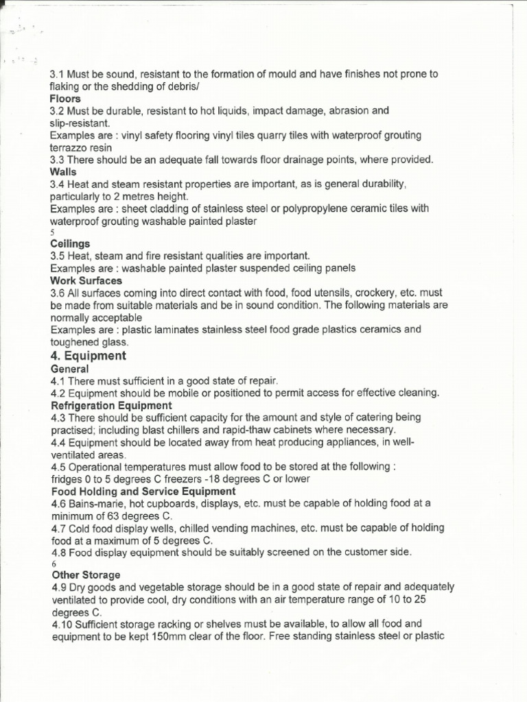 Physical Standards Food Hygiene | PDF