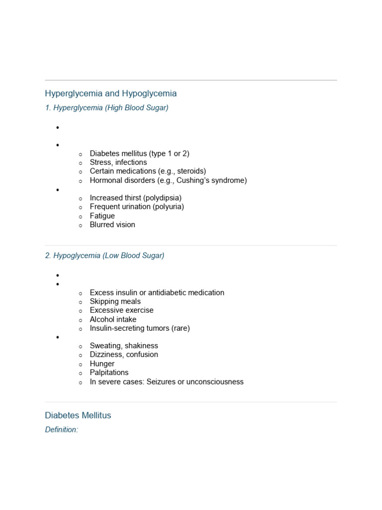 Understanding Hyperglycemia & Diabetes | PDF | Hyperglycemia | Hypoglycemia