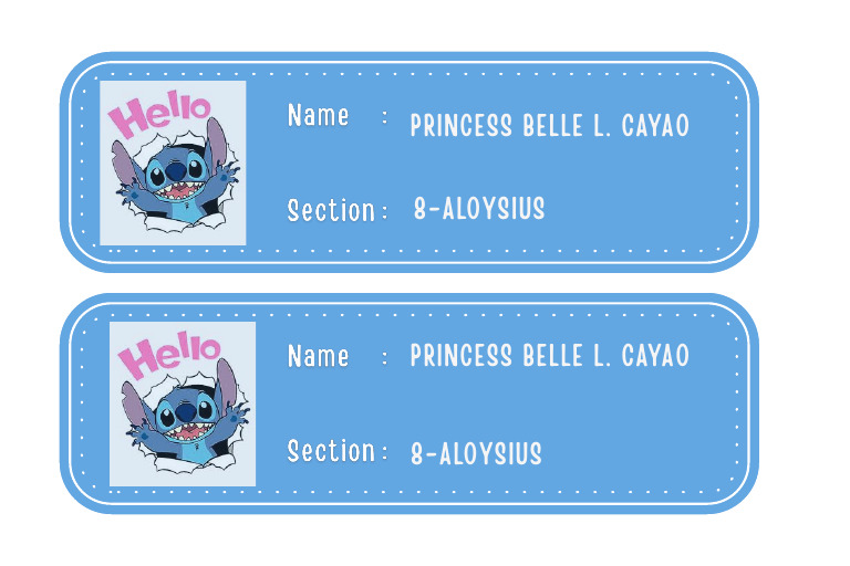 Blue Cute Illustration Name Label | PDF