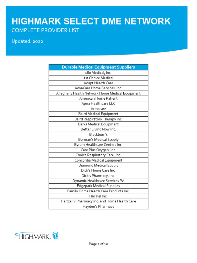 Select Dme Network Provider List All | PDF | Pharmacy | Prosthesis