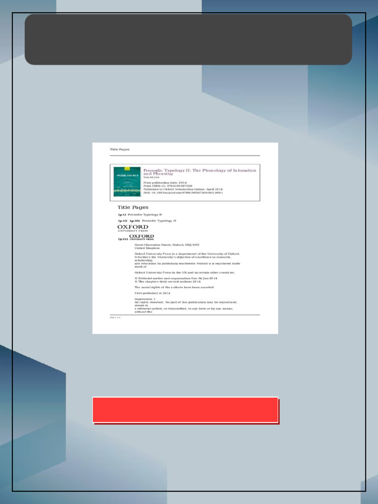 Prosodic Typology II The Phonology of Intonation and Phrasing Sun-Ah ...