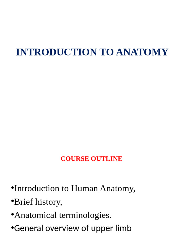 Introduction to Human Anatomy Overview | PDF | Anatomical Terms Of ...