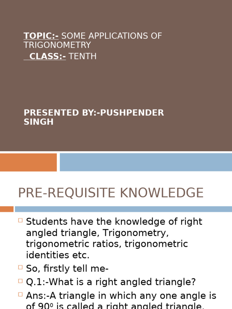 Applications of Trigonometry in Real Life | PDF | Trigonometry ...