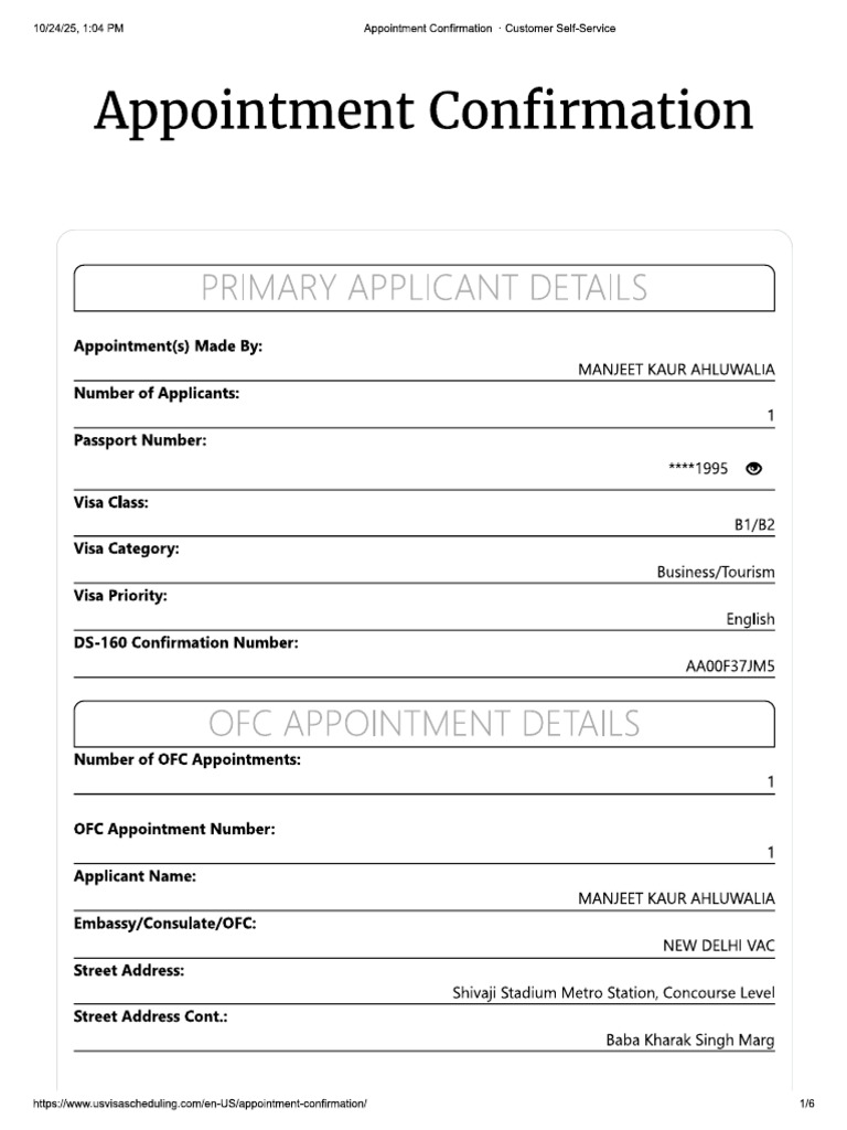 Appointment Confirmation | PDF