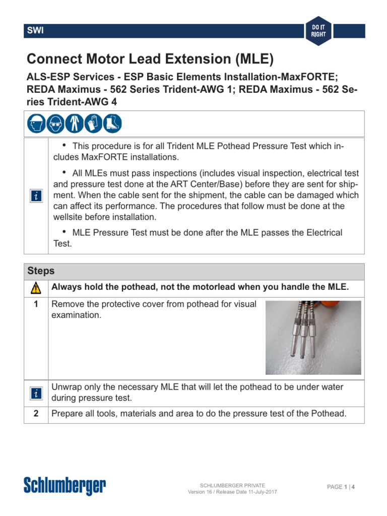 Trident MLE Pothead Pressure Testing Guide | PDF | Equipment ...