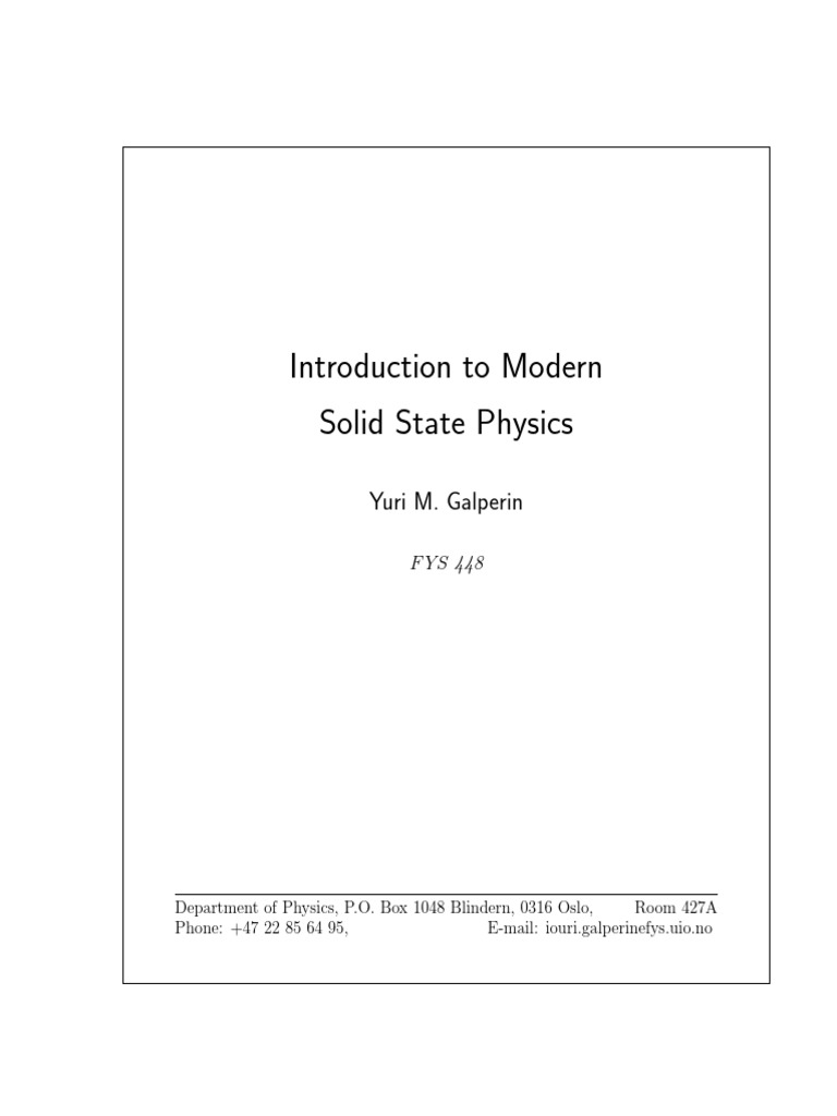 2 - Introduction To Modern Solid State Physics | PDF | Electron Hole ...