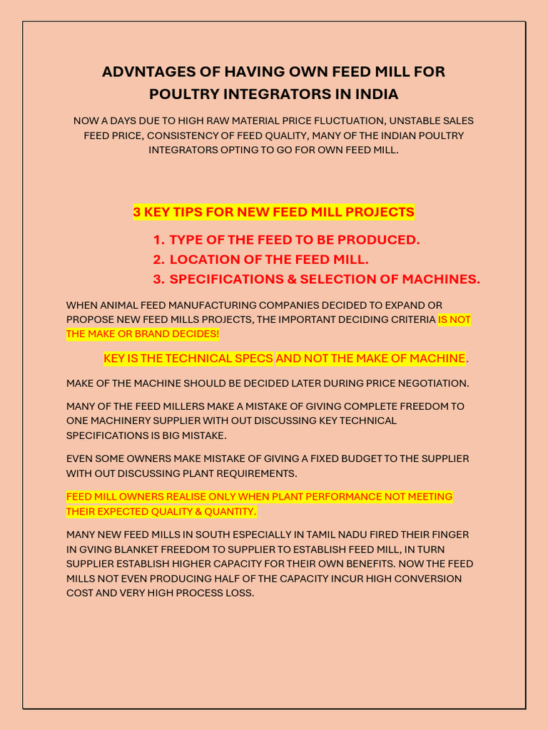 Advantages of Having Own Feed Mill For Poultry Integrator | PDF | Mill ...