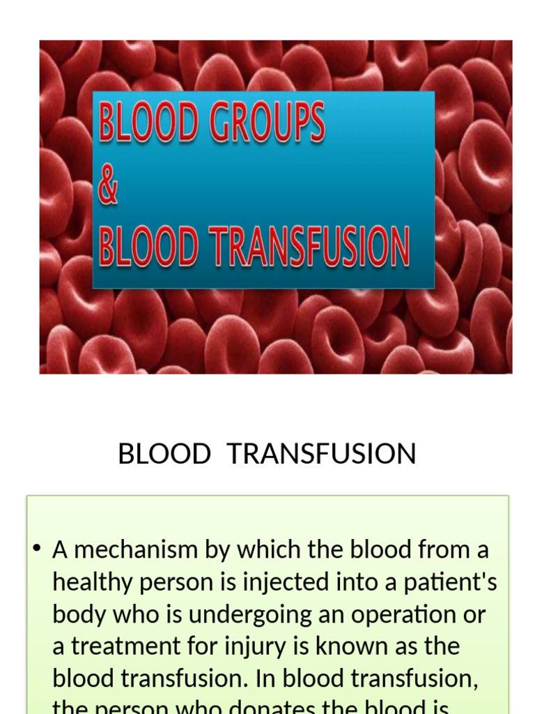 Blood Transfusion & Blood Group - Class-8 | PDF