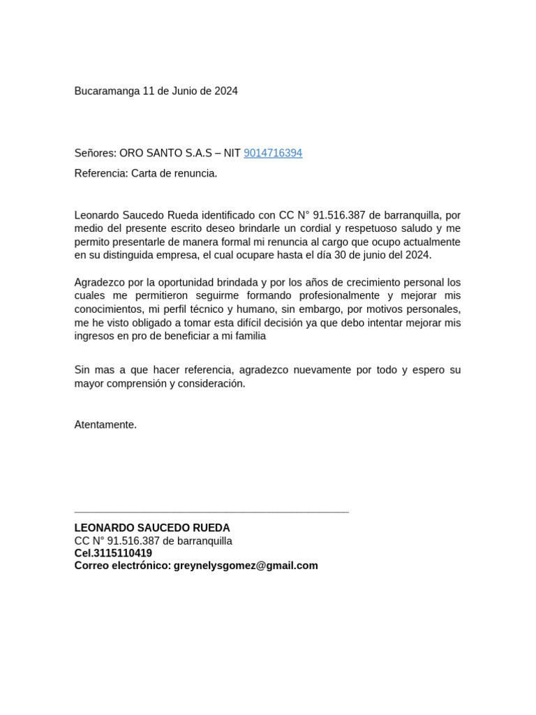 Renuncia Leonardo Saucedo | PDF